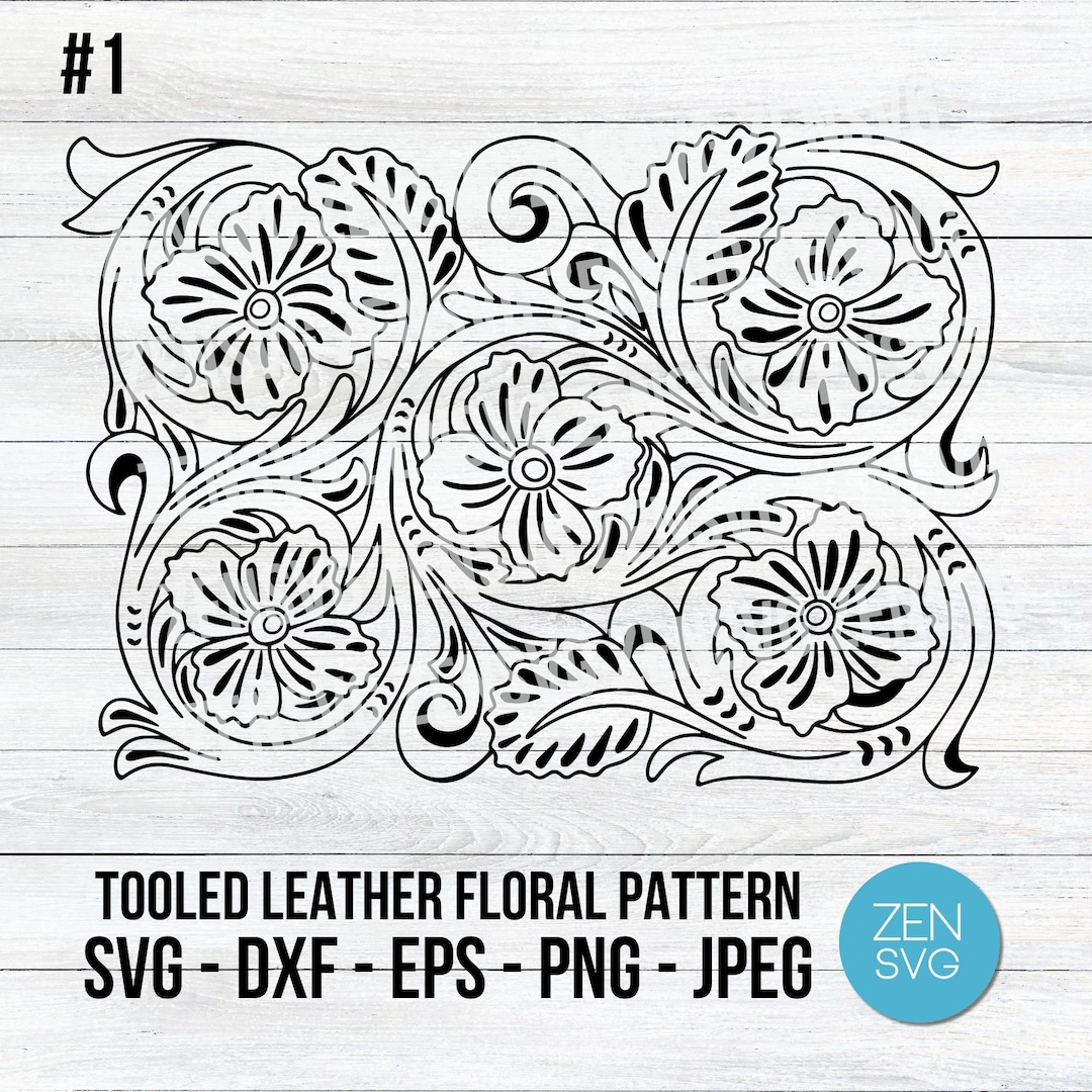 Tooled Leather Svg Dxf, Floral Pattern Svg, Western Floral Pattern ...