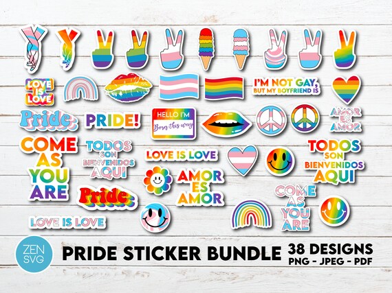 Printable LGBTQ Pride Sticker Bundle Print and Cut Cricut - Etsy