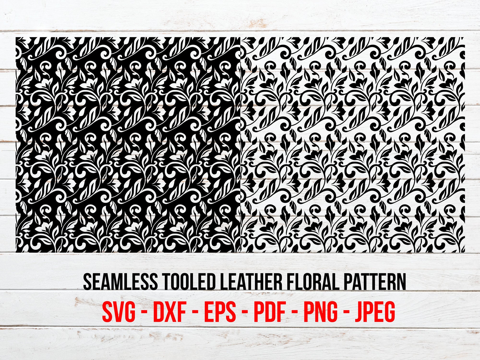 Seamless Tooled Leather Pattern Svg Western Floral Pattern | Etsy