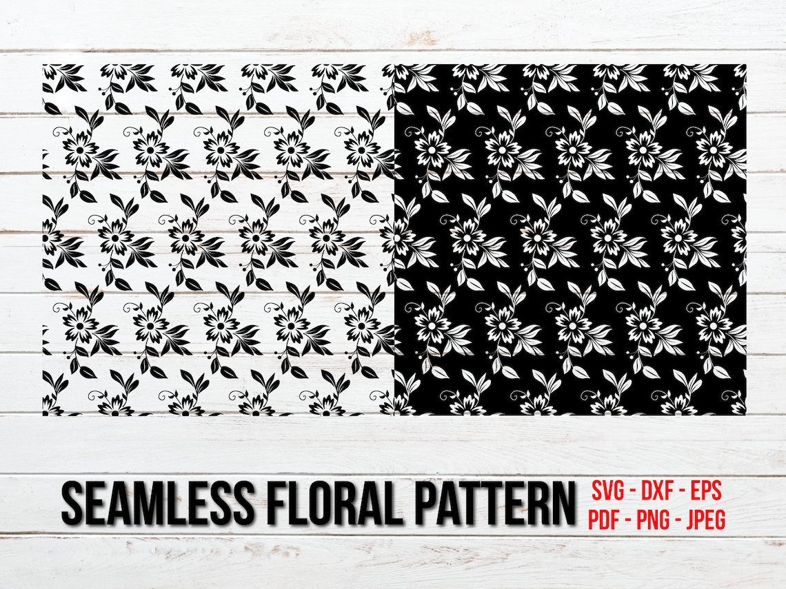 Seamless Western Floral Pattern Cut File Svg Dxf Png Jpg | Etsy