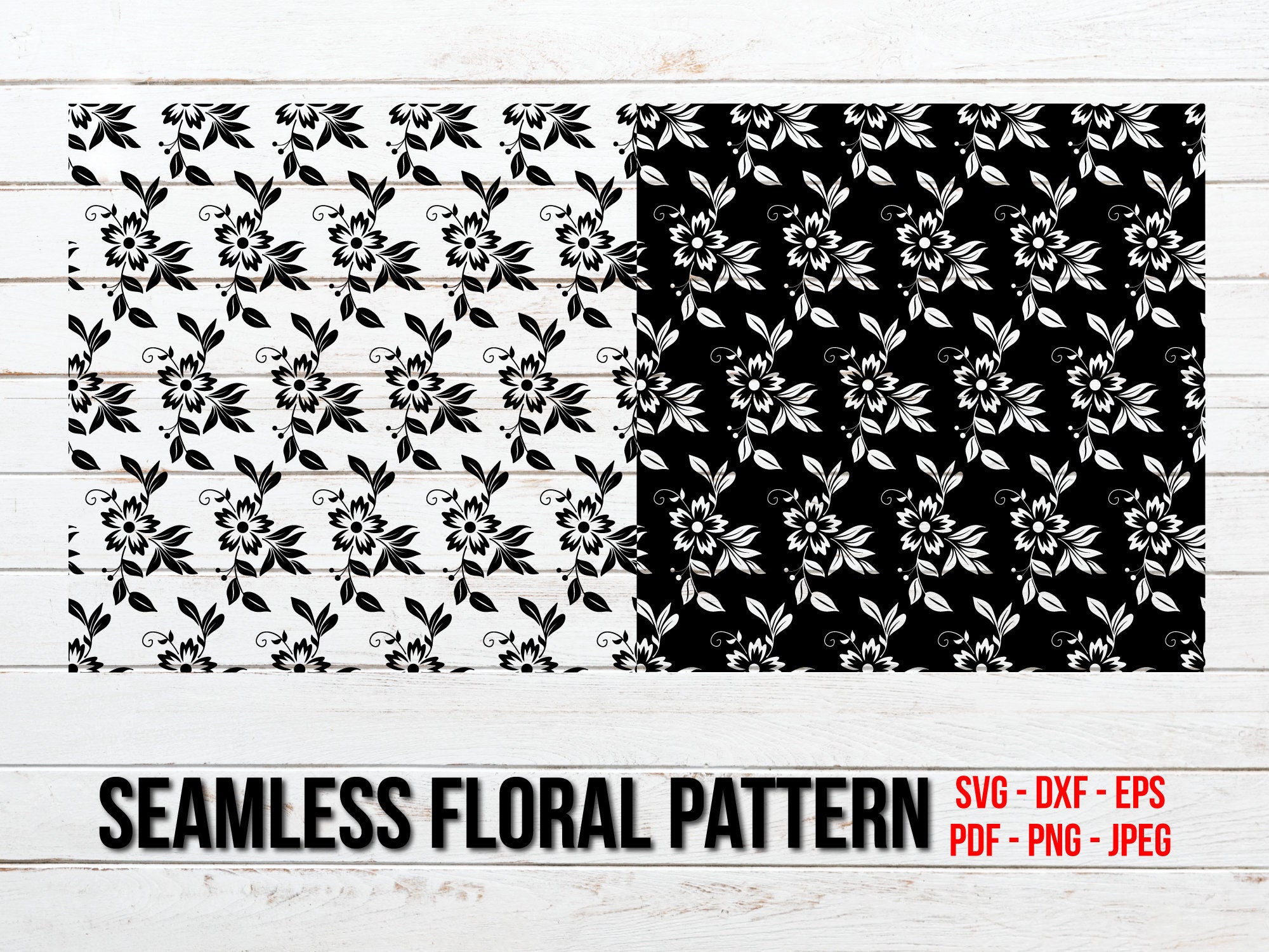 Seamless Western Floral Pattern Cut File Svg Dxf Png Jpg | Etsy