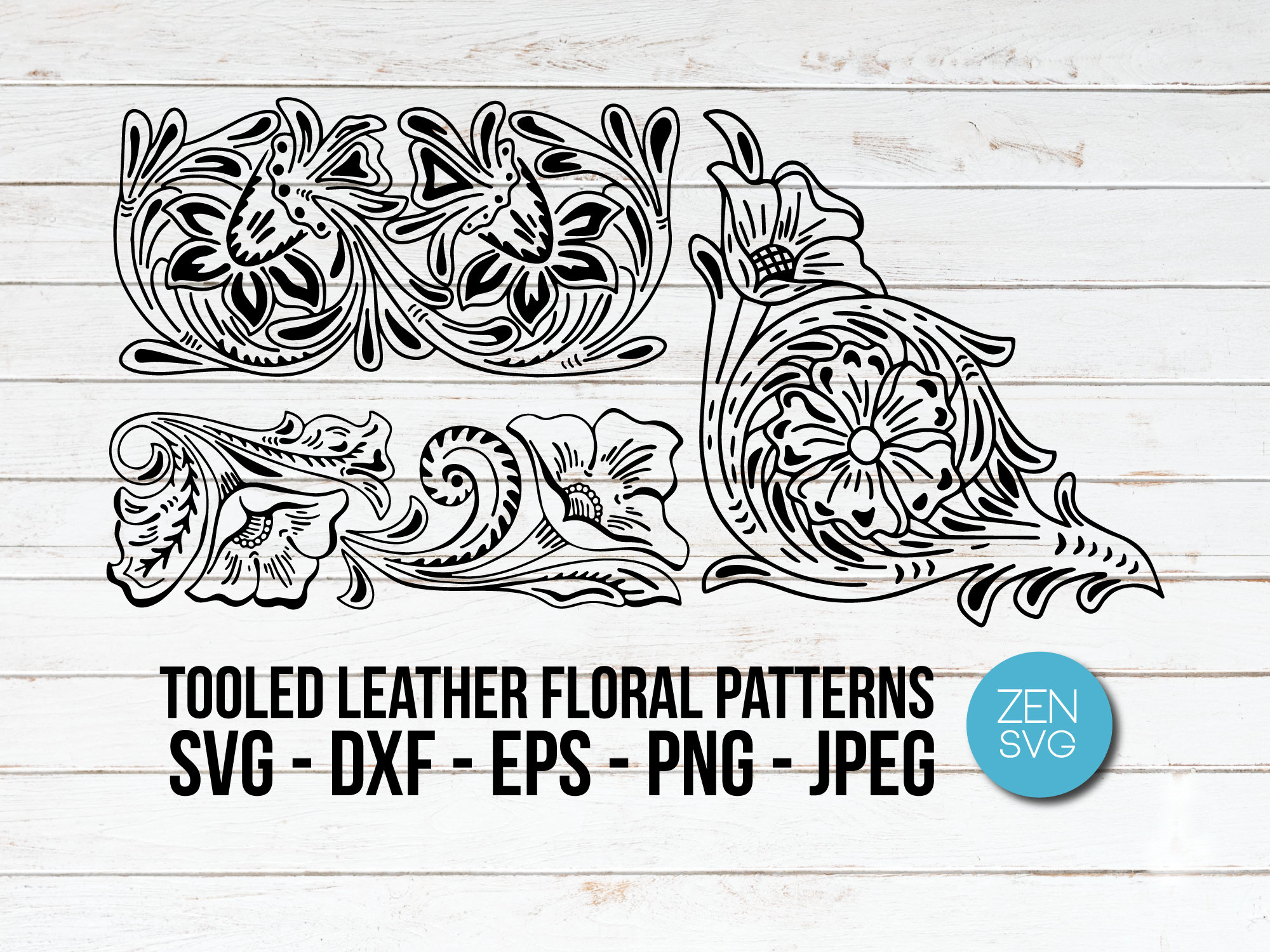 Tooled Leather Svg Dxf Floral Pattern Svg Western Floral - Etsy Canada