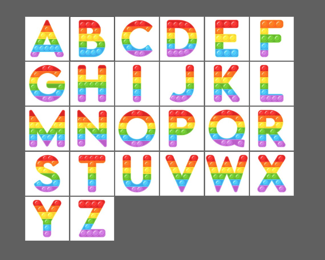 Pop It Alphabet Letters Clipart Pop It Pastel Fidget Toy A-Z - Etsy ...