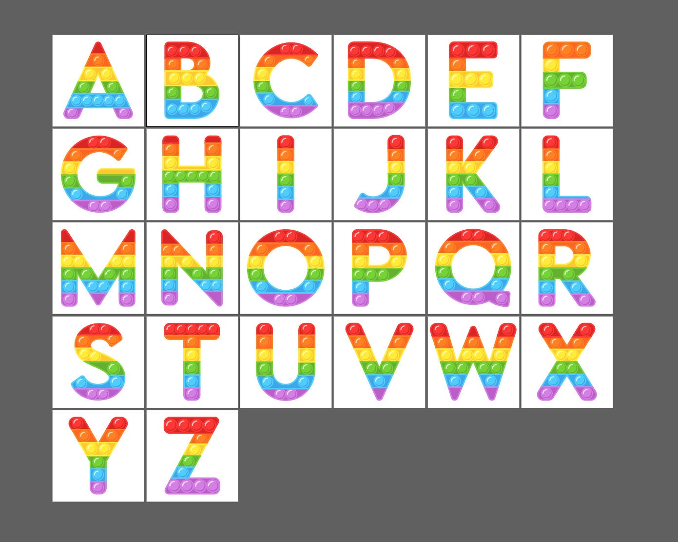 Pop It Alphabet Letters Clipart Pop It Pastel Fidget Toy A-Z - Etsy ...