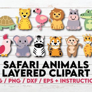 Safari Animals Clipart Bundle, Layered African Animals Svg Cut File ...