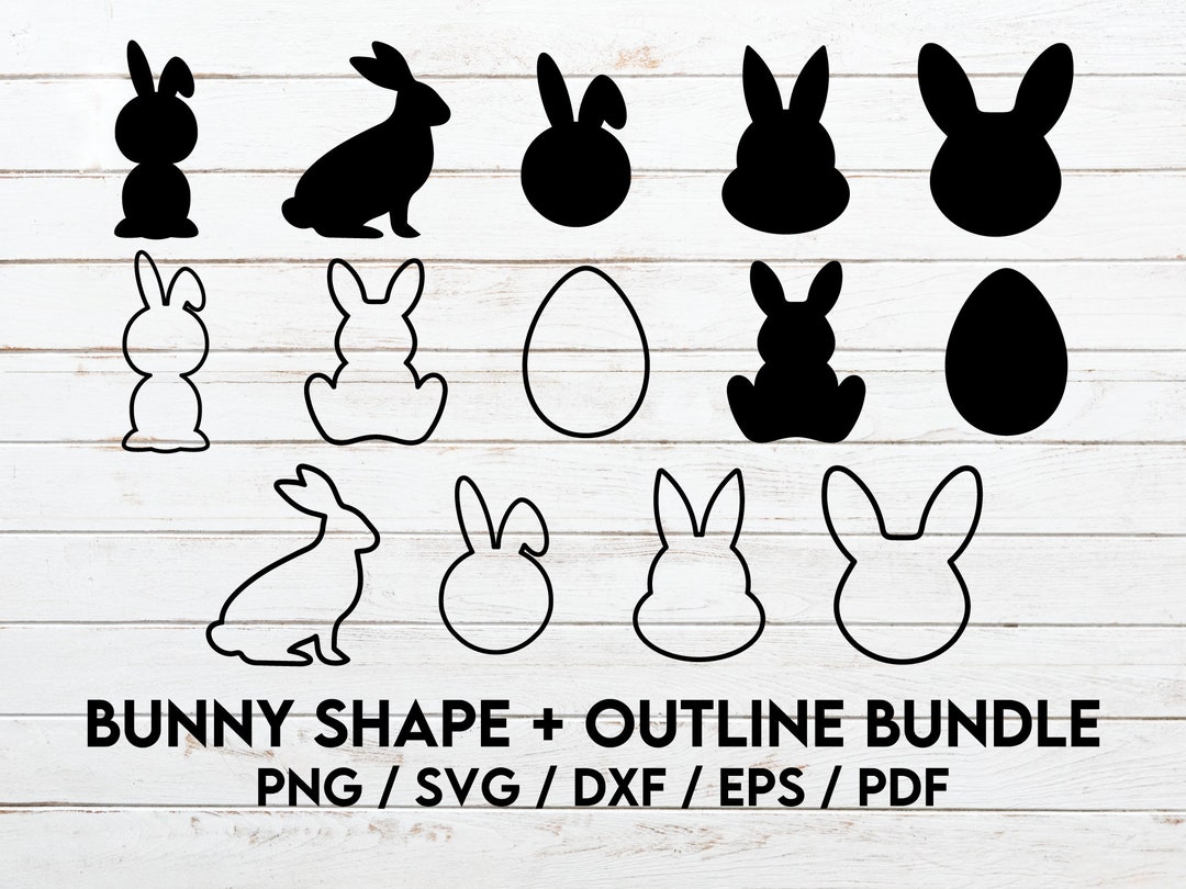 Easter Bunny Shape SVG, Easter Bunny Outline Cut File, Simple Easter ...
