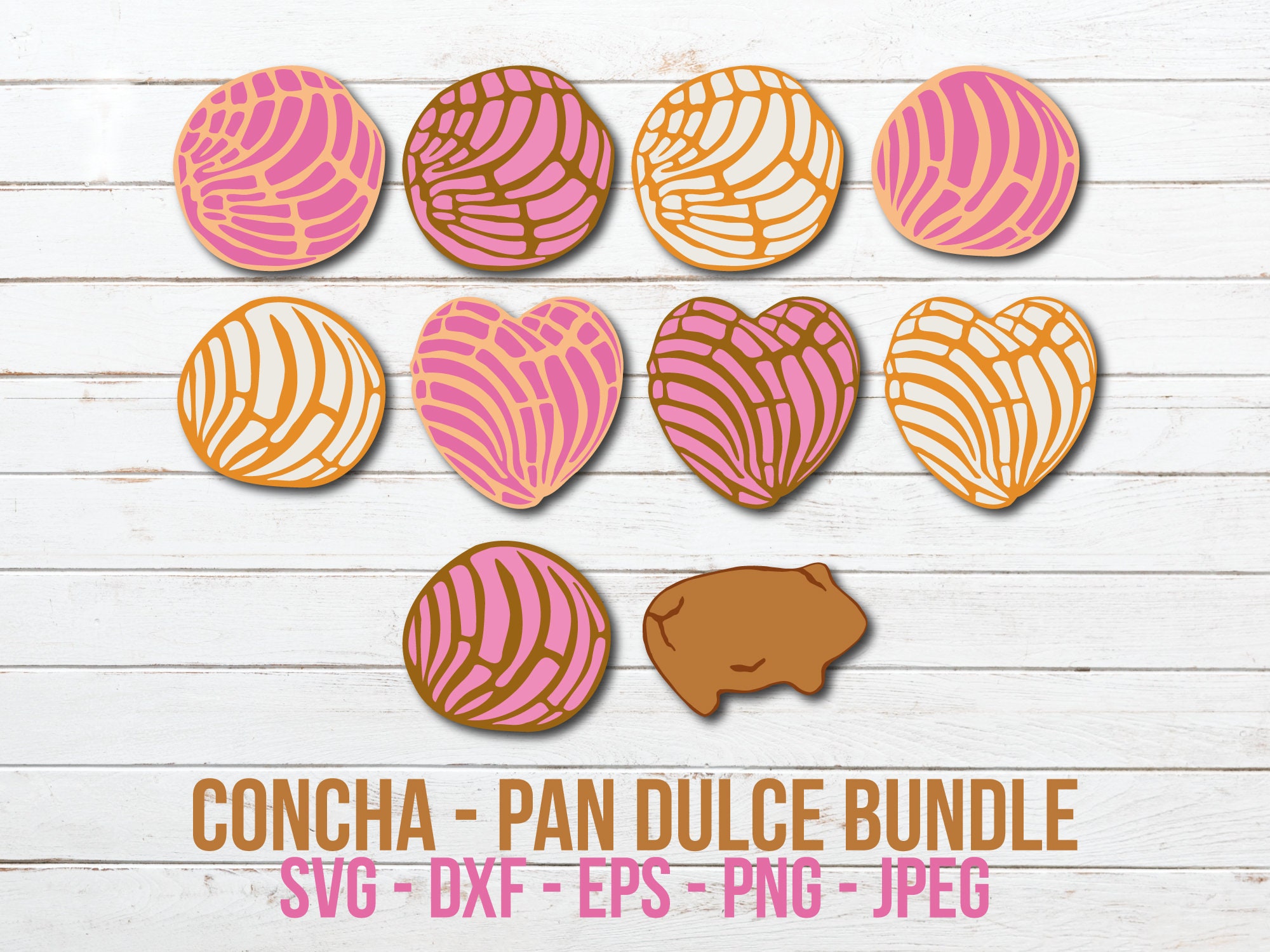 Concha Svg Bundle Mexican Bread Svg Pan Dulce Png Clipart - Etsy