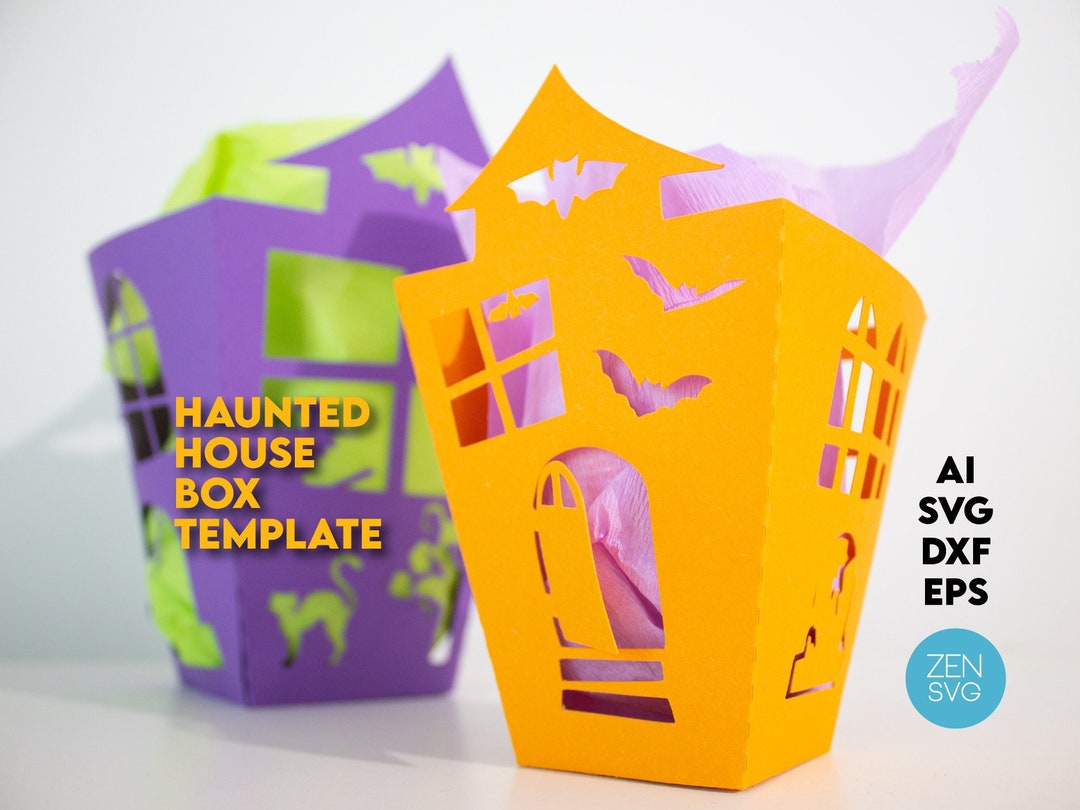 Haunted House Box Svg, Halloween Candy Box Template Svg Cut Files ...