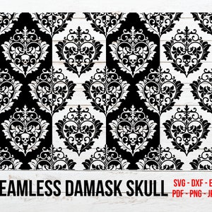 Seamless Damask Skull Floral Pattern Svg Damask Cut File - Etsy