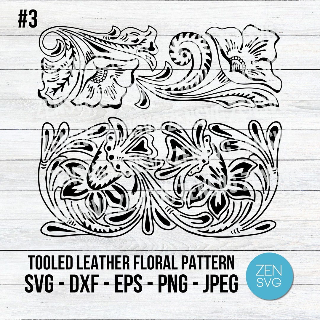 Tooled Leather Border Svg, Western Floral Pattern Svg, Tooled Leather ...