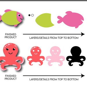 Sea Creatures Clipart Bundle, Layered Sea Animals Svg Cut File, Baby ...