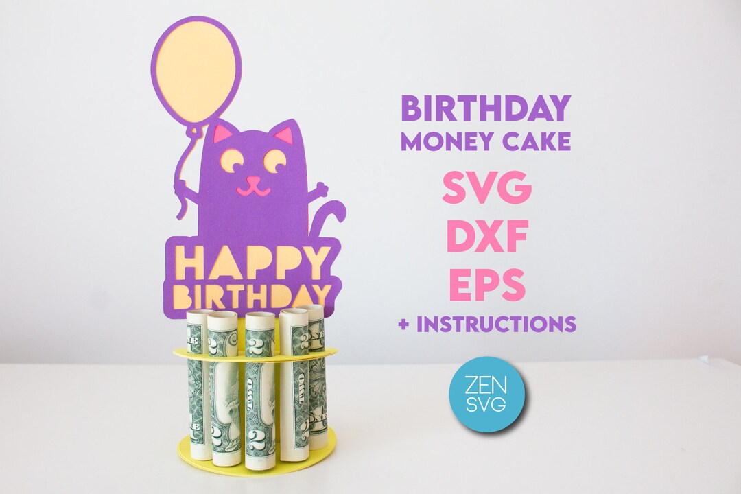Happy Birthday Money Cake SVG, Layered Cardstock Money Cake Gift, Diy ...