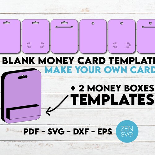 Money Card Template Cut Files Blank Money Holder Template - Etsy