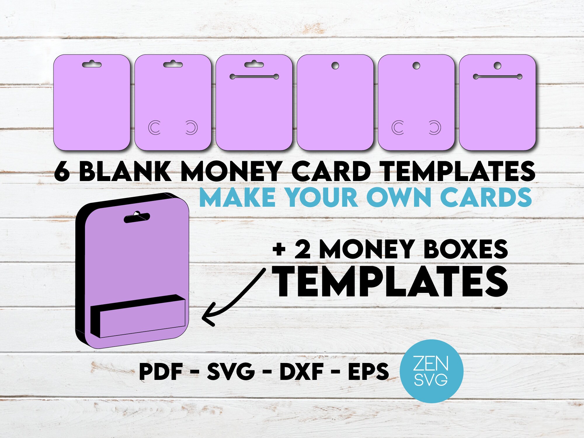 Money Card Template Cut Files, Plantilla de soporte de dinero en blanco ...