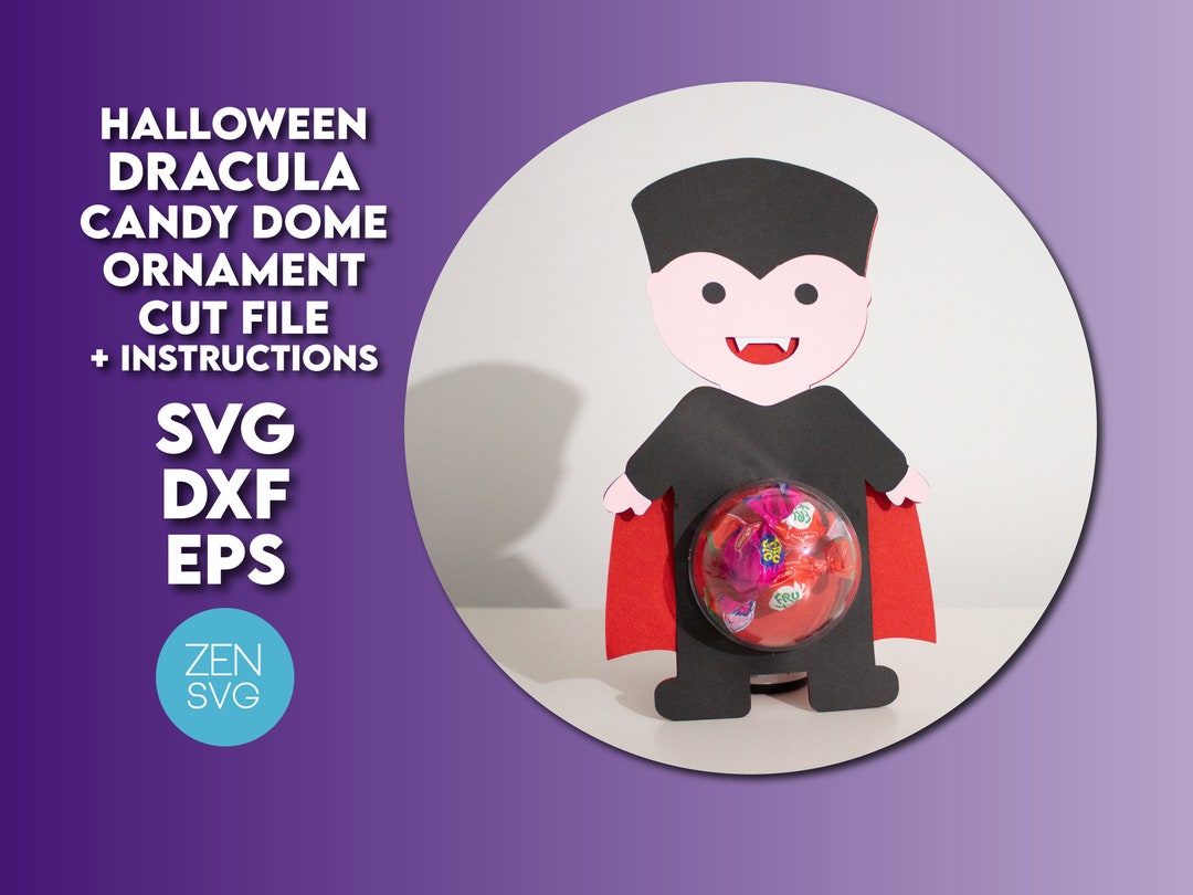 Halloween Candy Dome Ornament SVG, Dracula Candy Holder Dome Cut File ...