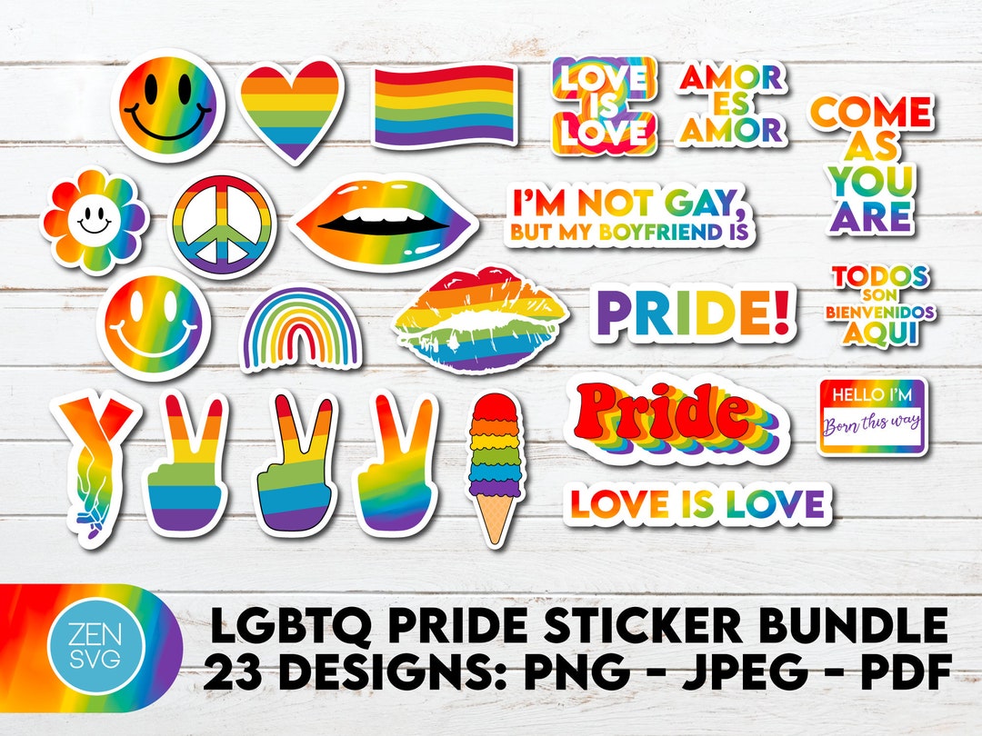 LGBTQ Pride Sticker Bundle, Print and Cut LGBTQ Stickers, Pride Month ...