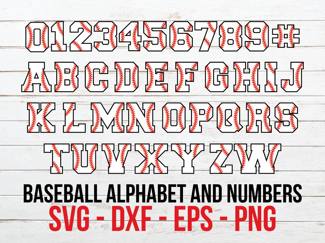 Baseball Font Svg Cut File Bundle, Cricut Silhouette, Baseball Nubmers ...