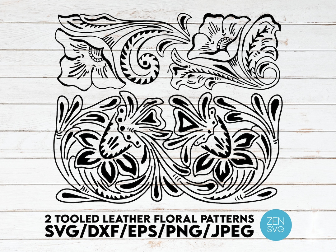 Tooled Leather Border Svg Western Floral Pattern Svg Tooled - Etsy