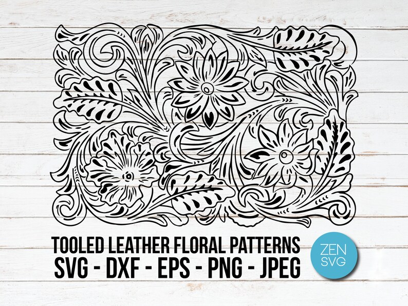 Tooled Leather Svg Dxf Floral Pattern Svg Western Floral - Etsy