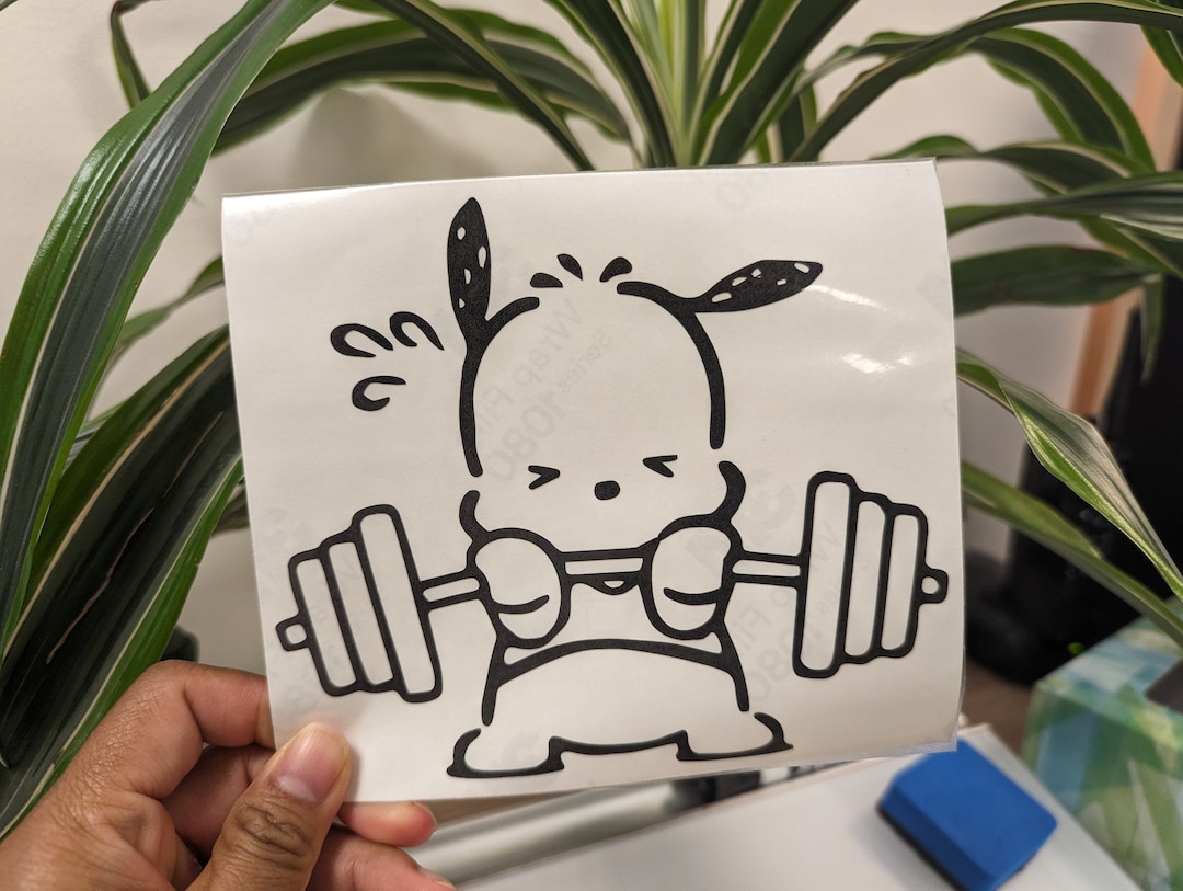Pochacco Lifting Weight Vinyl Sticker Decal for Car | Sanrio | Kawaii ...