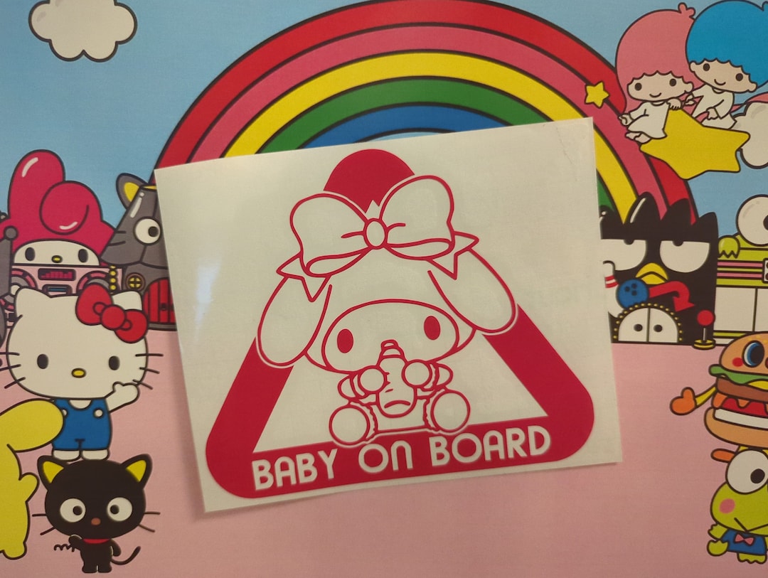 My Melody Baby on Board Car Decal - Waterproof, Weatherproof, Kawaii ...