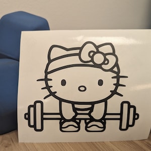 Hello Kitty Deadlifting Vinyl Sticker Decal for Car | Sanrio | Kawaii ...