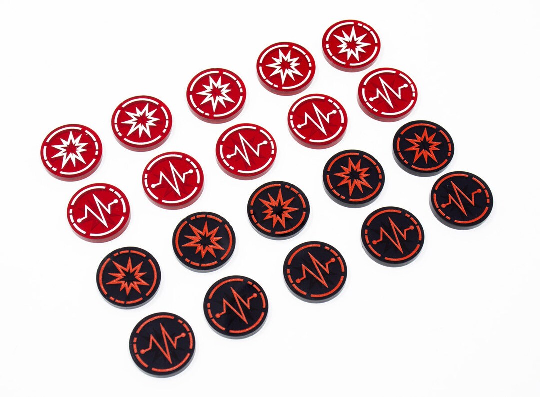 Injured/wounded Acrylic Token Set (double Sided) Compatible With Star ...