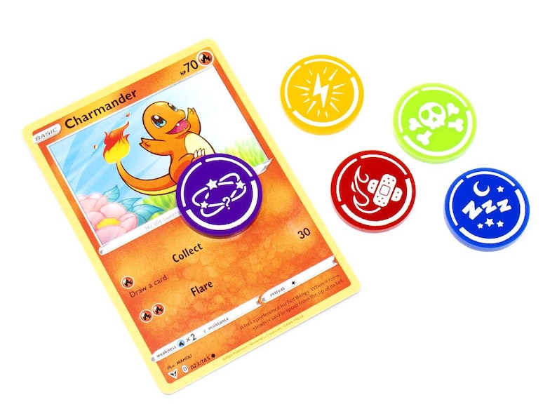 Condition Effects / Status Acrylic Tokens Compatible With Pokemon TCG ...