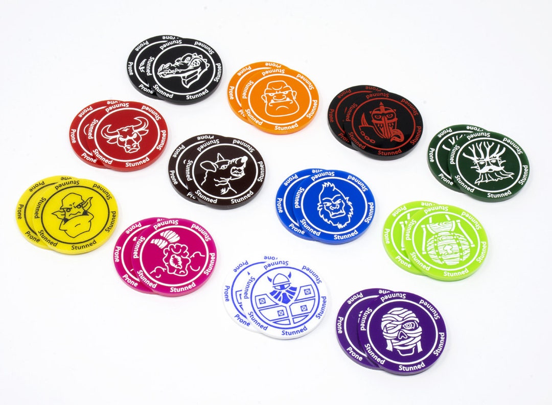 Double Sided Stunned/prone Token Markers Compatible With Blood Bowl ...