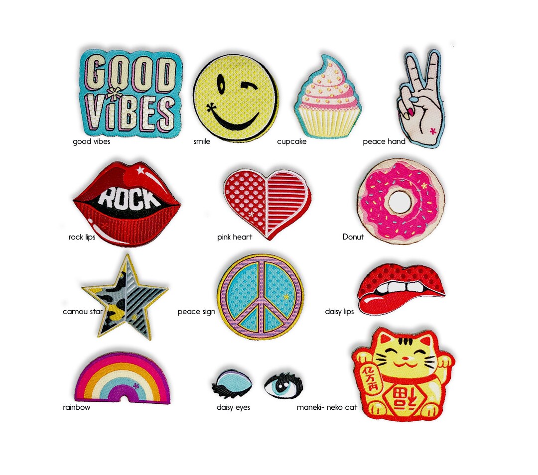 Collectible Sticker Patches. Good Vibes-patch. Victory-patch. Donut ...