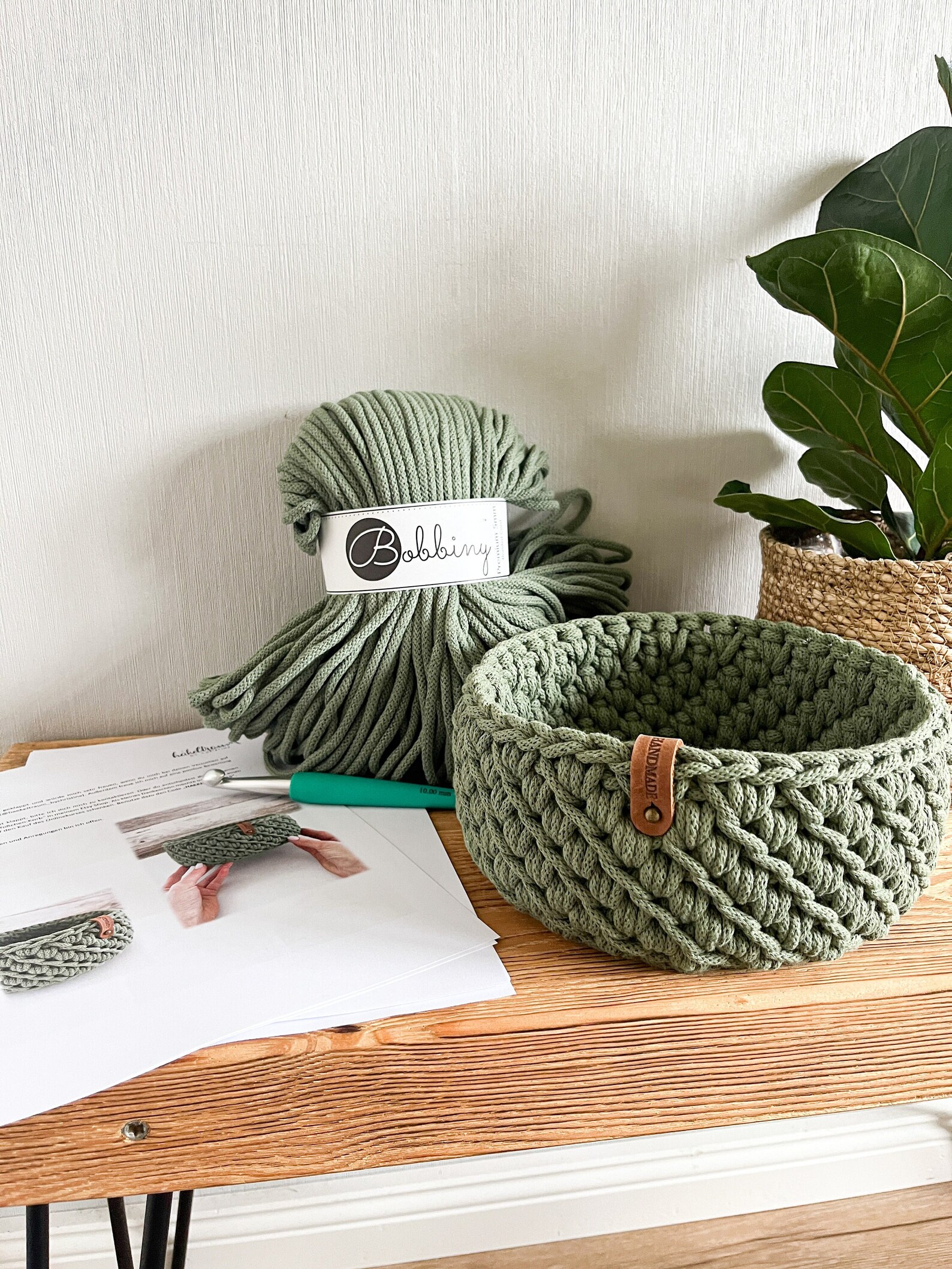DIY Set+DEUTSCHE Anleitung für ein Korb im "Gänsefüßchen-Muster" von ...