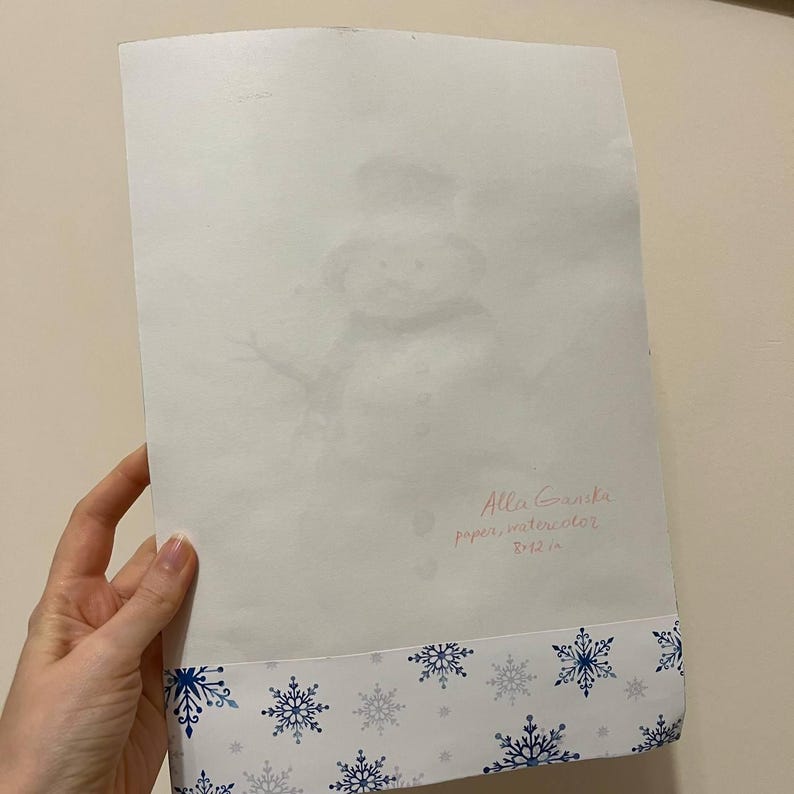Snowman Original Watercolor Painting Hand Painted Christmas Card ...
