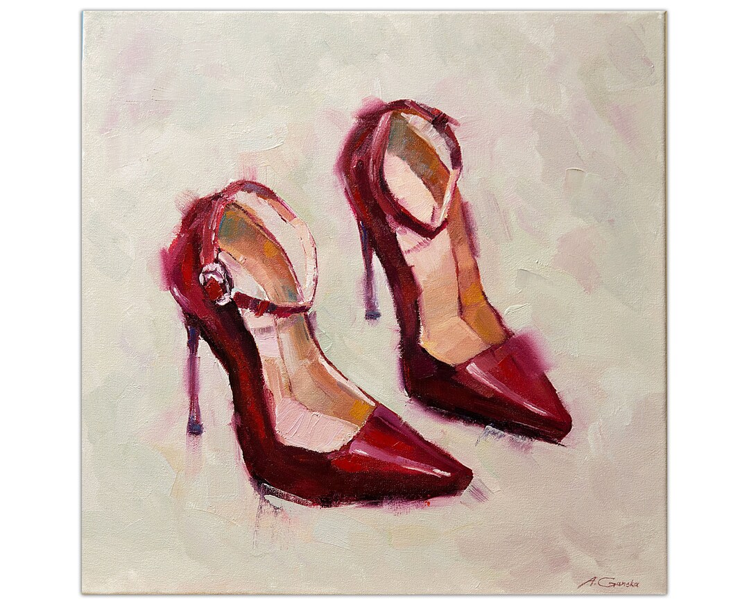 Red Shoes Wall Art High Heels Wall Art 16 X 16 Original Oil Painting ...