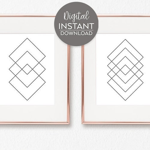 Geometric Rose Gold Printable Wall Art Prints Abstract | Etsy