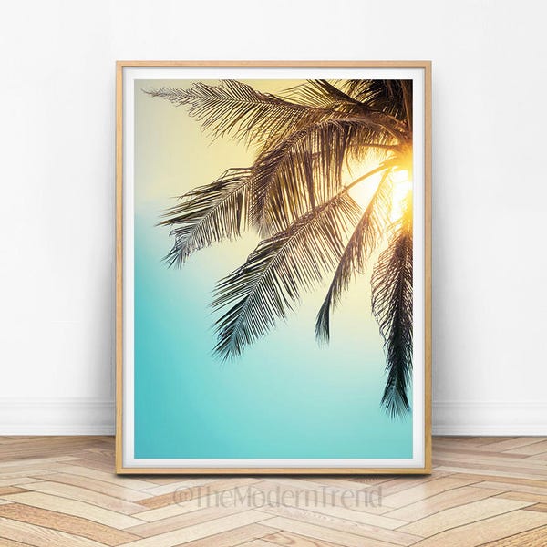 Blue Palm Print - Etsy