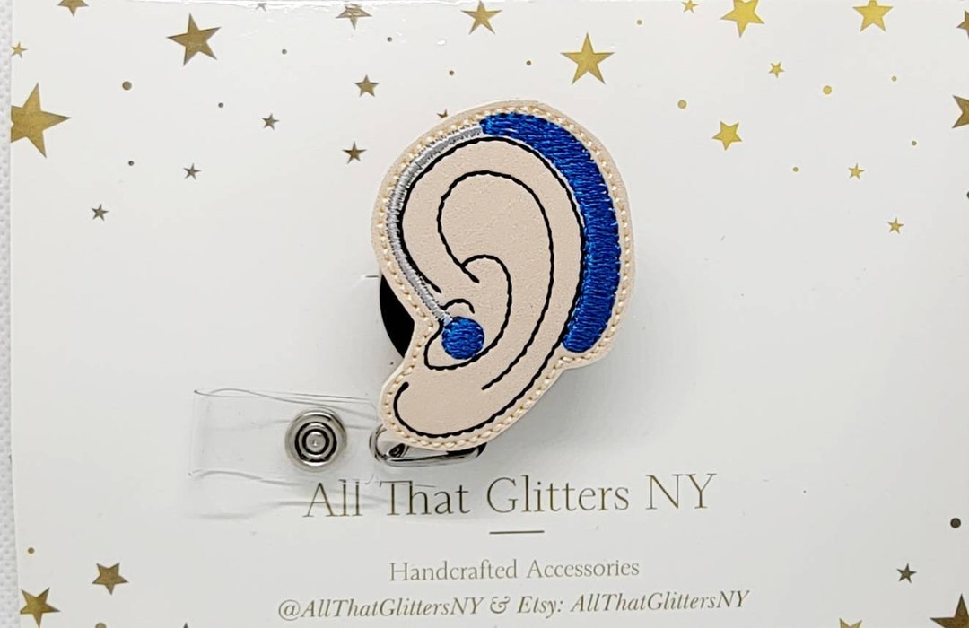Blue Hearing Aid on Ear Retractable Badge Reel, Medical Id Badge Reel ...