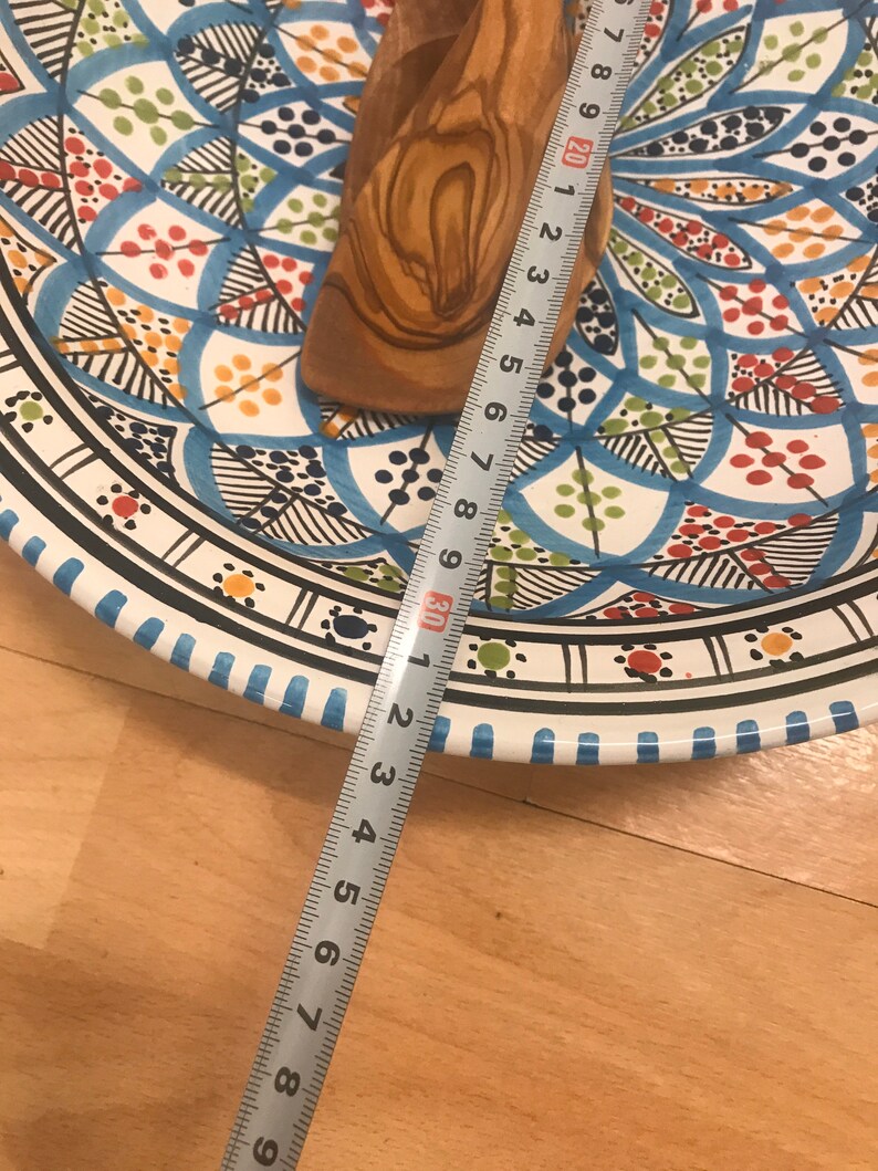 Decorative Serving Set Large Ceramic Bowl With 2 Olive Wood | Etsy