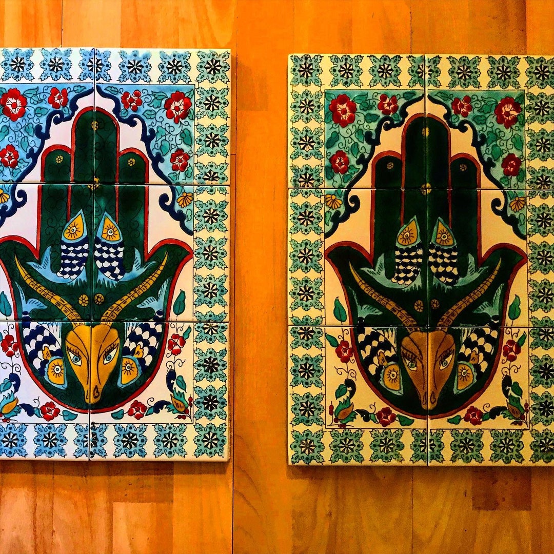 Bundle of 3 Tiles Backsplash Decorative Hand Painted TILES , Unique Art ...