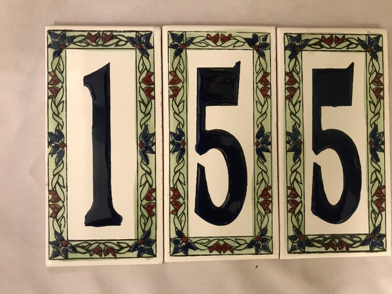 Lucky Ceramic Tiles House Numbers Hand Painted Tiles - Etsy