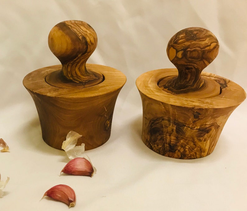 Large Garlic Crusher Olive Wood Hand Carved Pestle and Mortar - Etsy