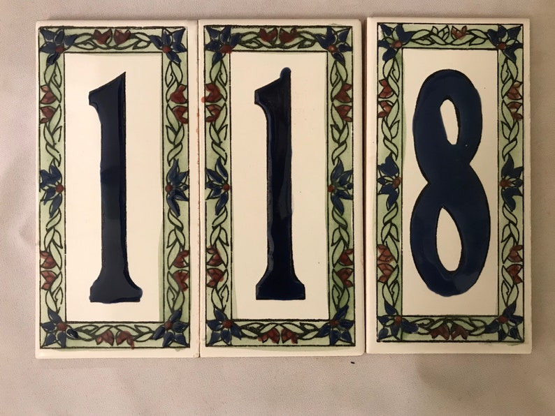 Lucky Ceramic Tiles House Numbers Hand Painted Tiles - Etsy