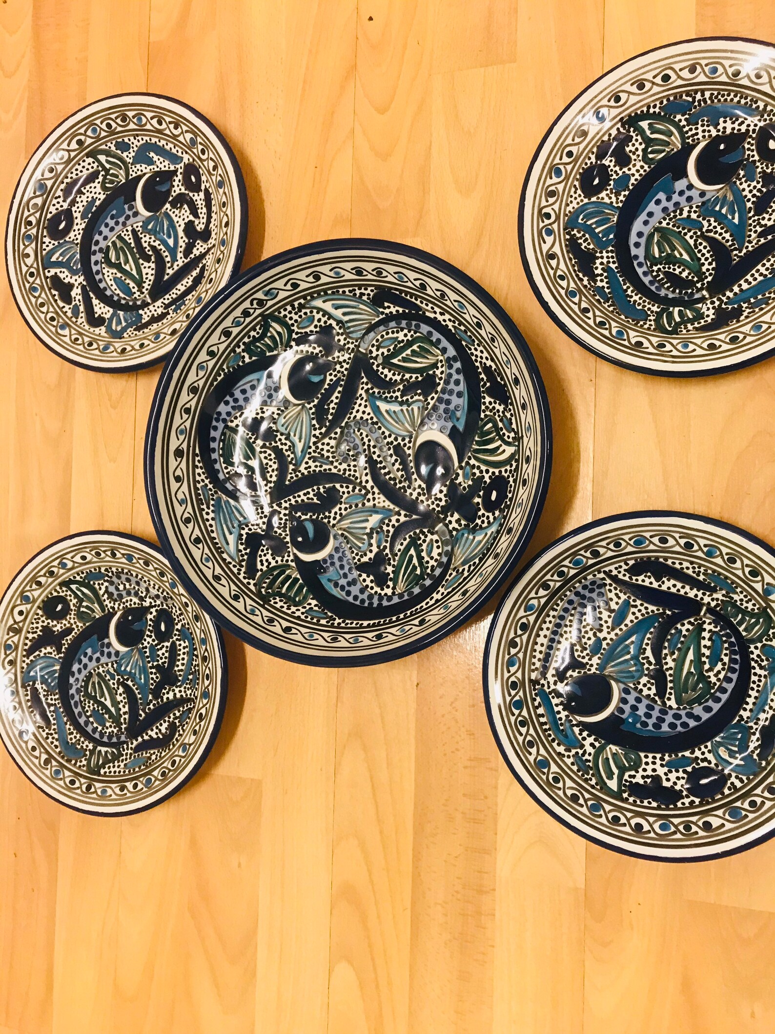 Lovely Fish Design Dinner Set 1 Large Bowl With 4 Medium - Etsy