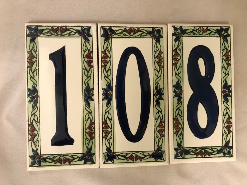 Lucky Ceramic Tiles House Numbers Hand Painted Tiles - Etsy