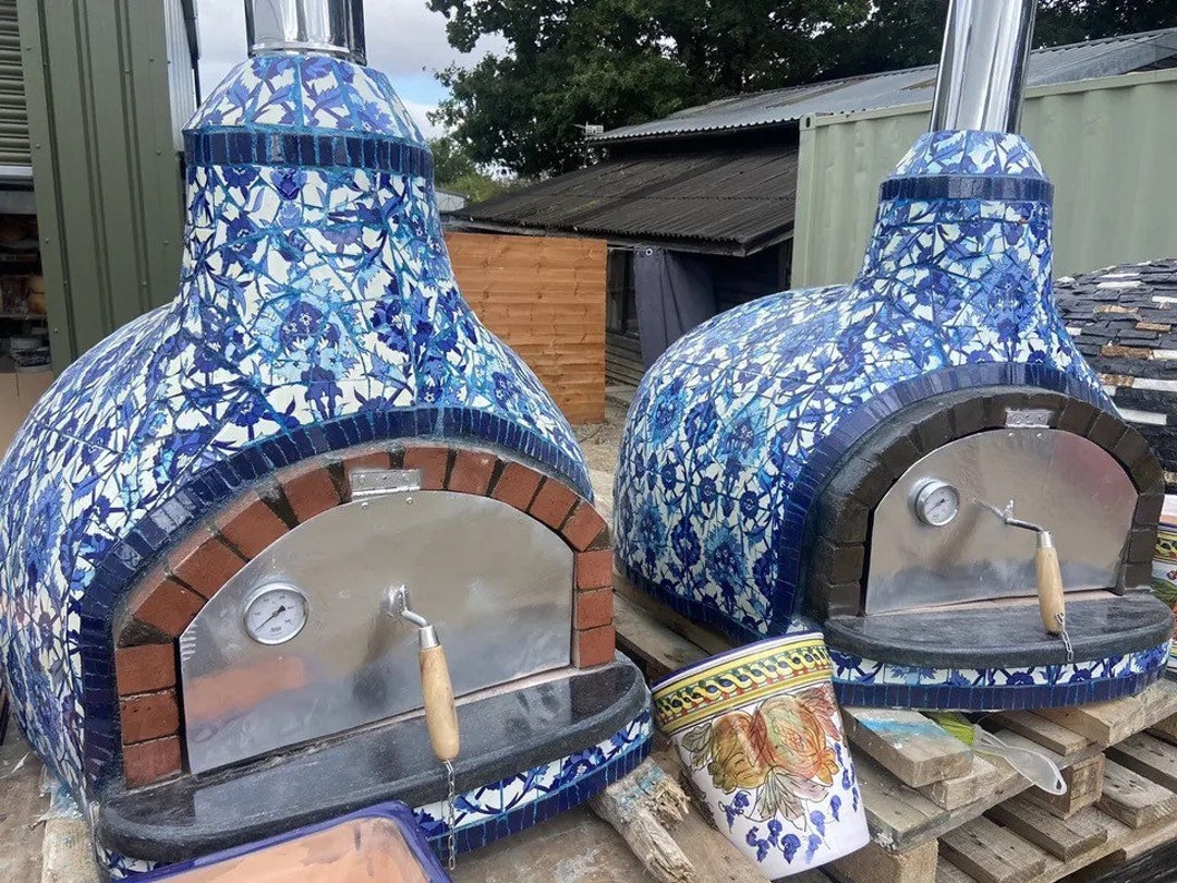 Stunning Fire Wood With Mosaic Tiles From the Outside Large Pizza Oven ...