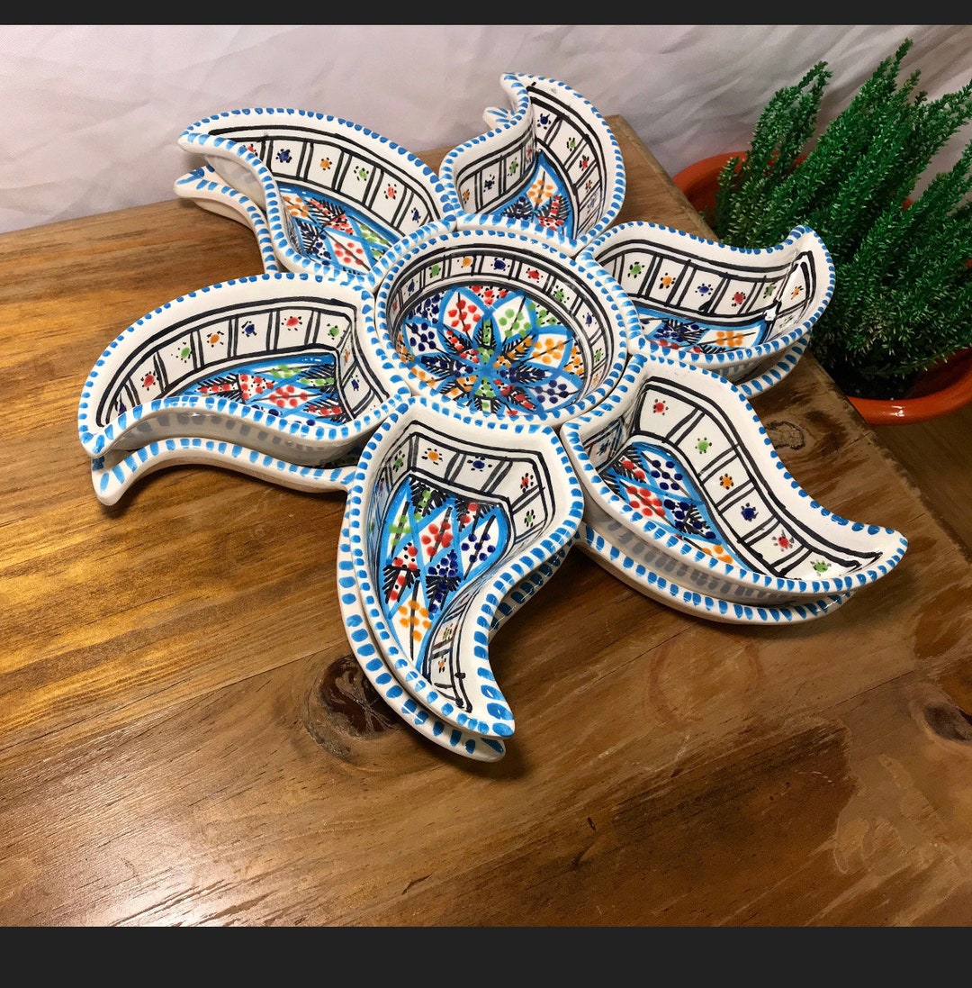 Ceramic Star Shaped Tapas Dip Dish Hand Painted Tunisian Dip Dish ...