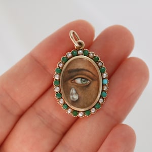 Antique 9 Ct Lover's Eye Locket Victorian Edwardian Interracial Love ...