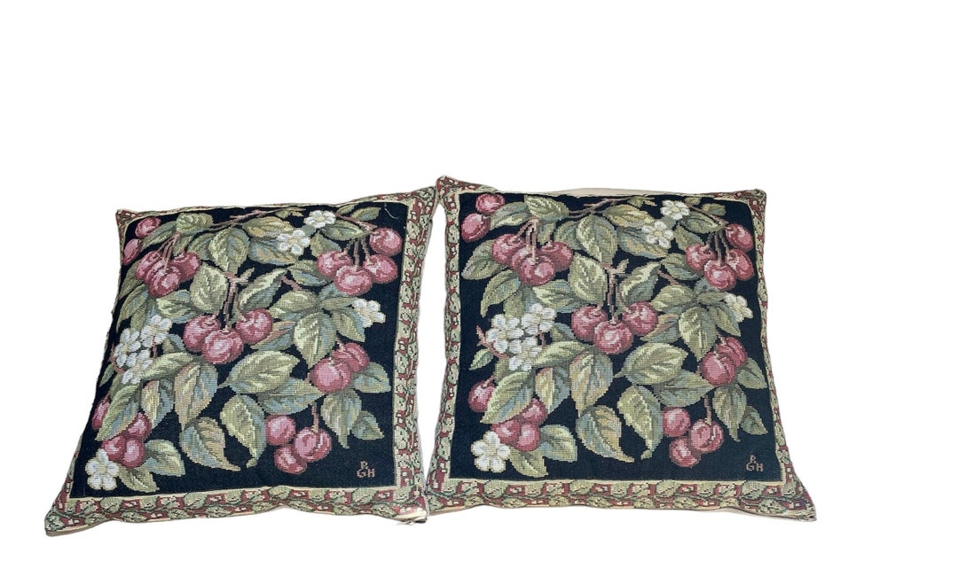 Pair of Vintage Victorian Style Tapestry Cushions - Etsy