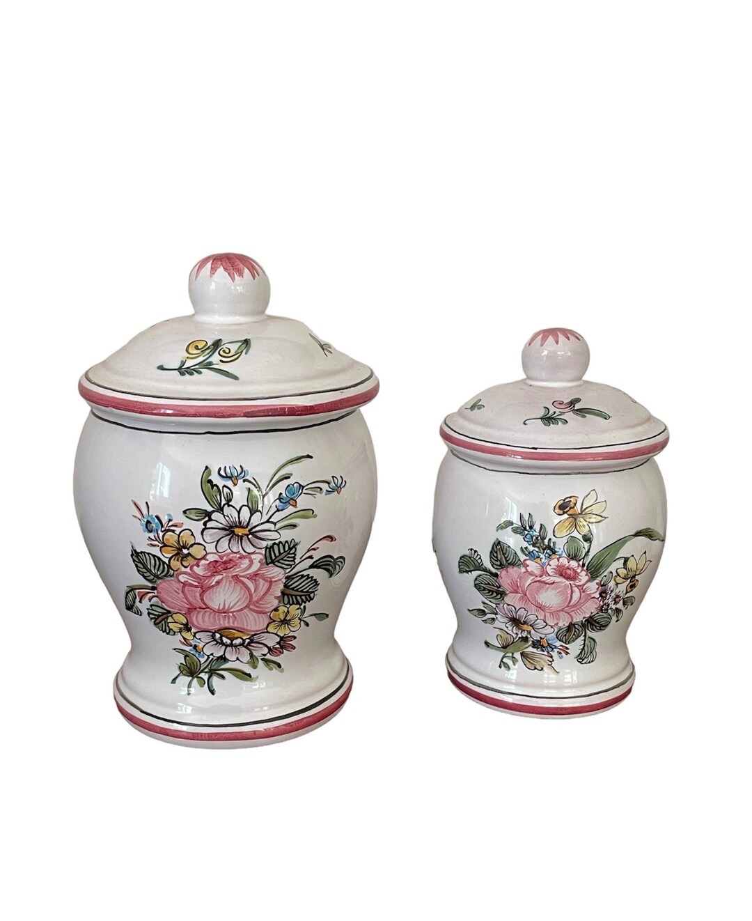 Pair of Vintage Hand-painted Ceramic Pots From Provence, Moustiers. - Etsy
