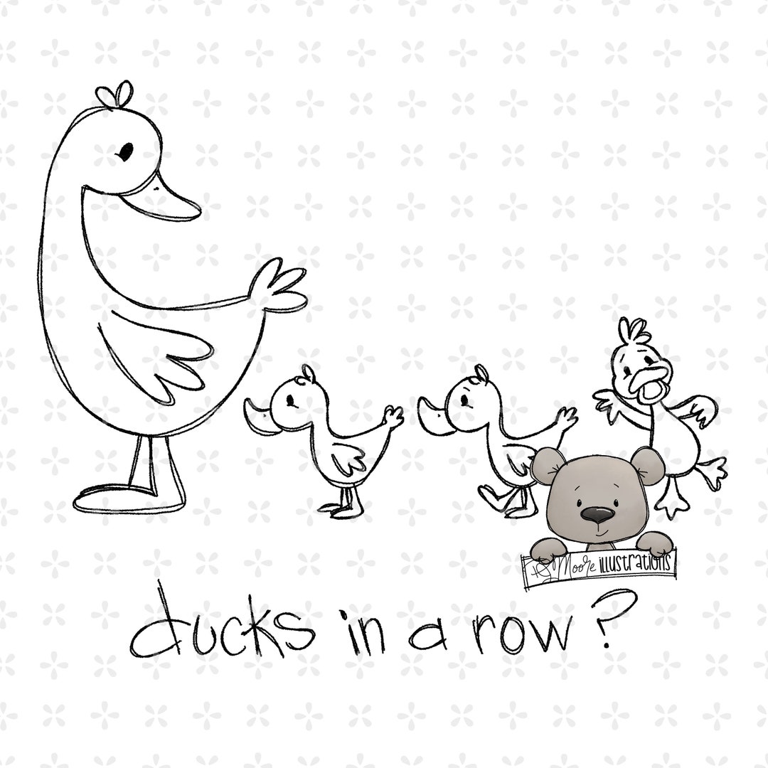 Ducks in a Row Digi Stamp Digital Instant Download Color Page Png Jpeg ...