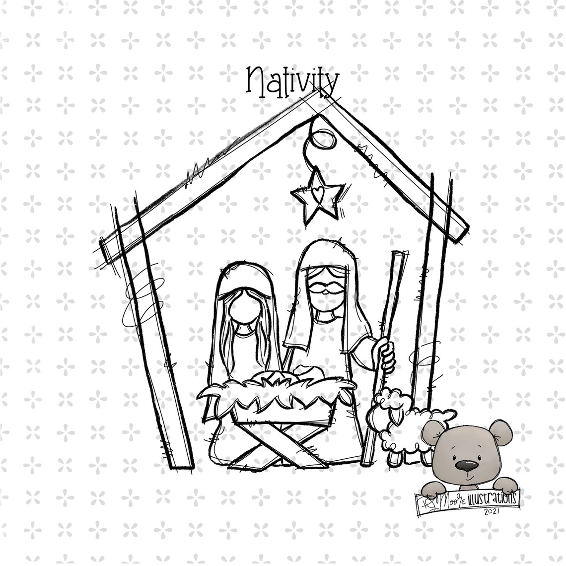 Nativity Digi Stamp Digital Instant Download Coloring Page Png Jpeg ...